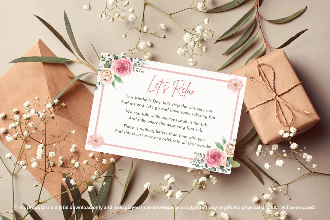 Pedicure Gift Idea | Experience Gift | Printable Digital Poem ...