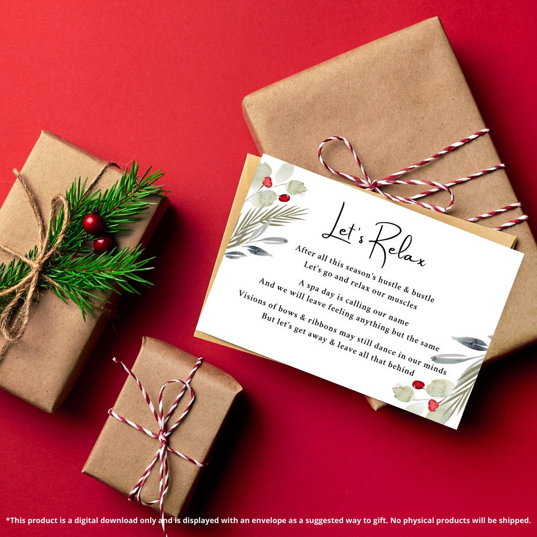 Spa Gift Idea | Experience Gift | Printable Digital Poem | Adventure ...