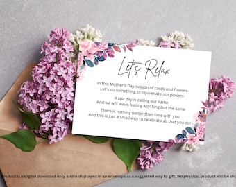 Spa Gift Idea Experience Gift Printable Digital Poem Adventure Gift ...