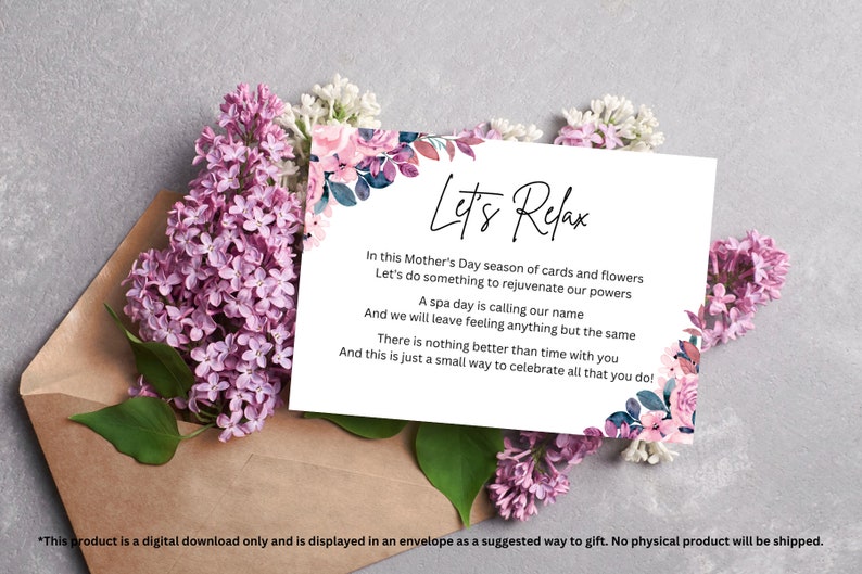 Spa Gift Idea | Experience Gift | Printable Digital Poem | Adventure ...