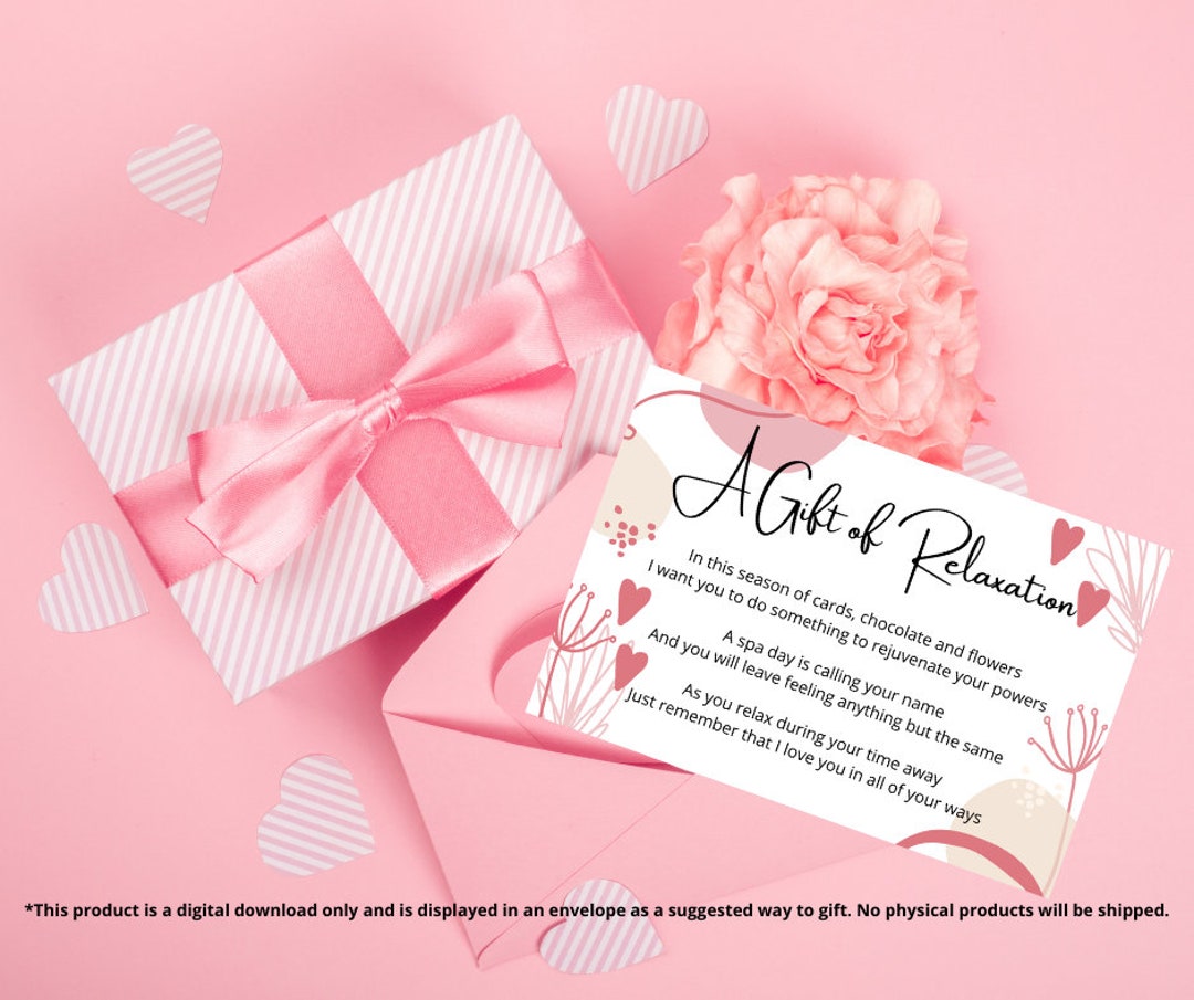 Spa Gift Idea | Massage Gift Idea | Experience Gift | Printable Digital ...