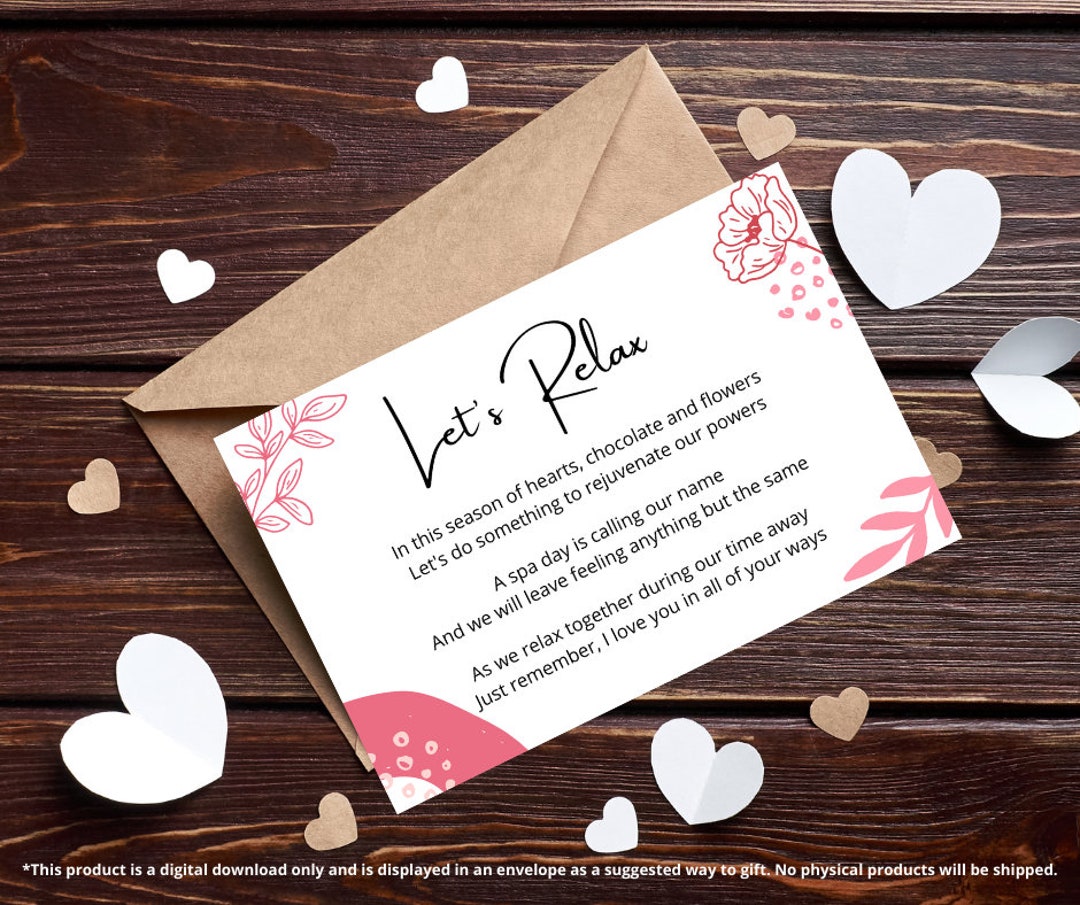 Spa Gift Idea | Experience Gift | Printable Digital Poem | Adventure ...