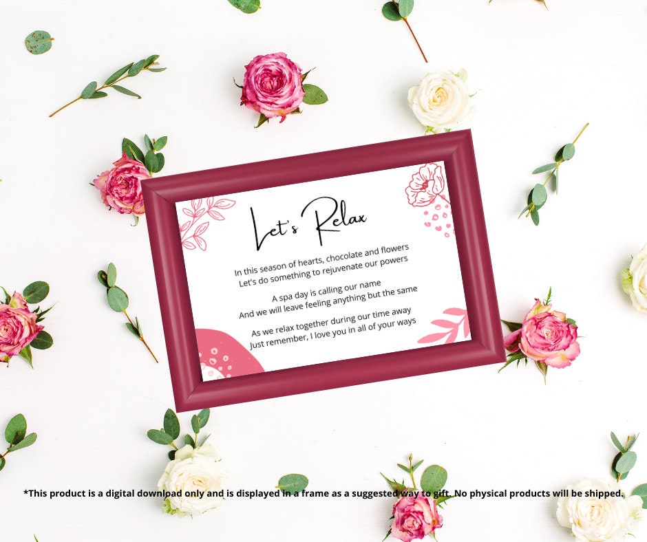 Spa Gift Idea | Experience Gift | Printable Digital Poem | Adventure ...