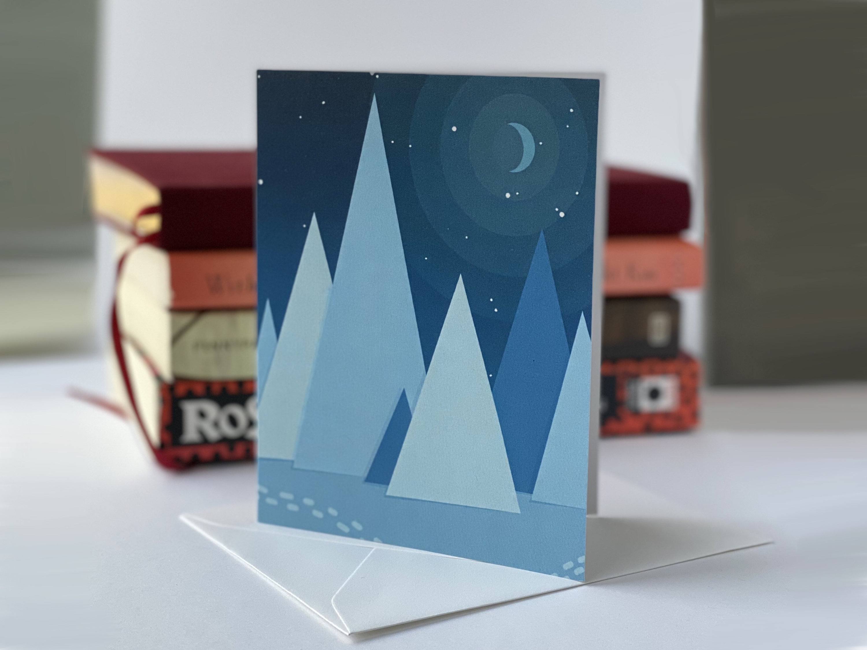 Winter Night Blank Card Thank You Card Mid-winter Minimalist Design on ...