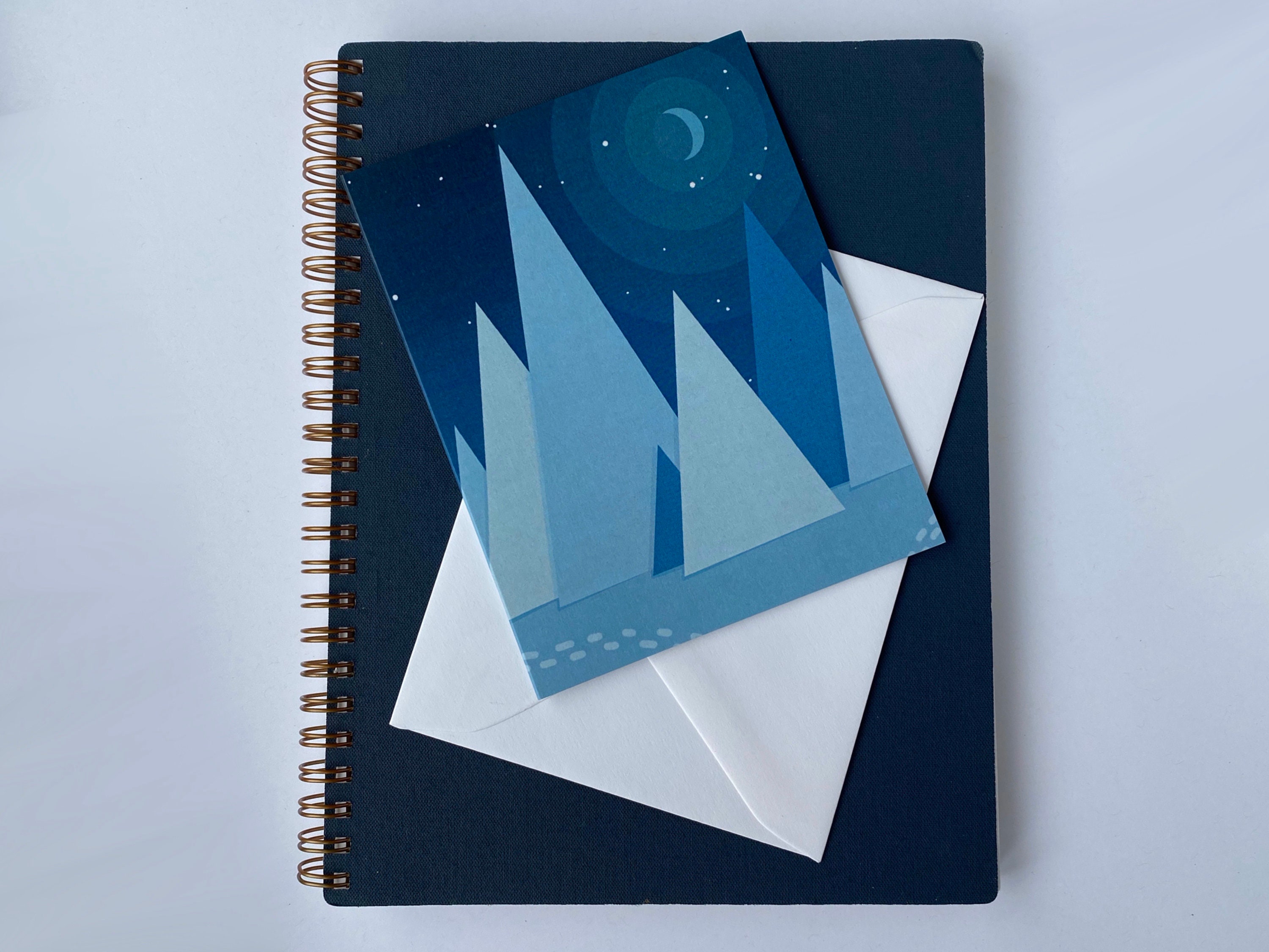 Winter Night Blank Card Thank You Card Mid-winter Minimalist Design on ...