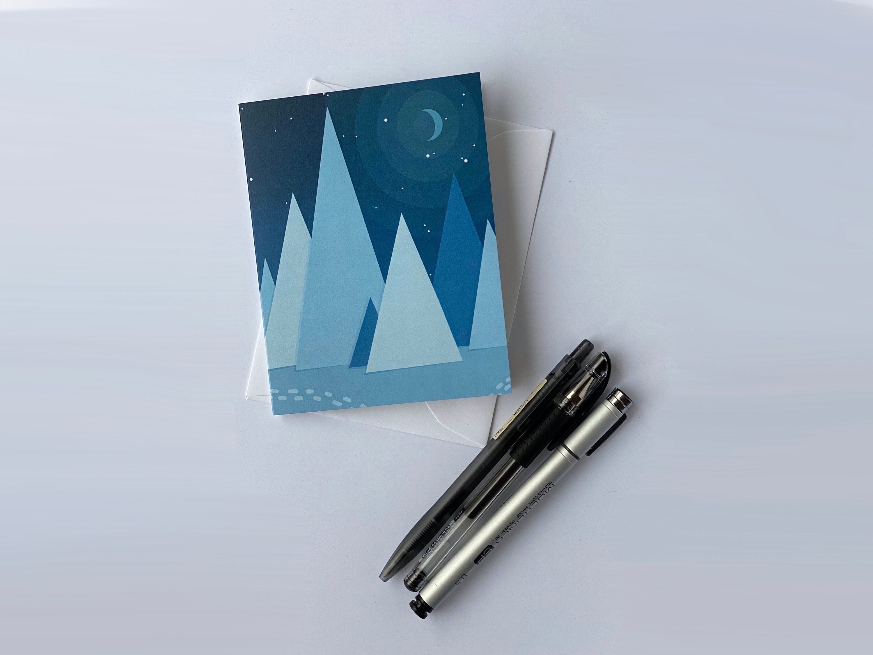 Winter Night Blank Card Thank You Card Mid-winter Minimalist Design on ...