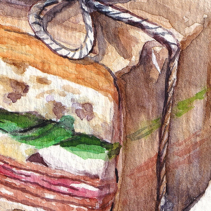 Italian Sandwich Trio - Food Art - Printable Watercolor Art - Hand ...