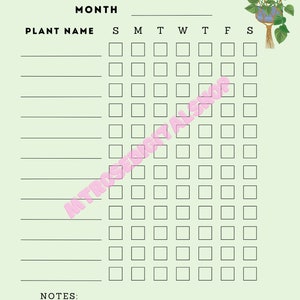 Plant Watering Schedule for House Plants, Plant Water Tracker, Plant ...