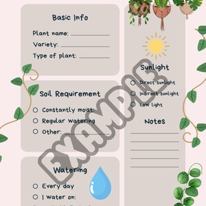 5 Page Bundle Plant Tracker, Plant Care Planner, Plant Labels ...