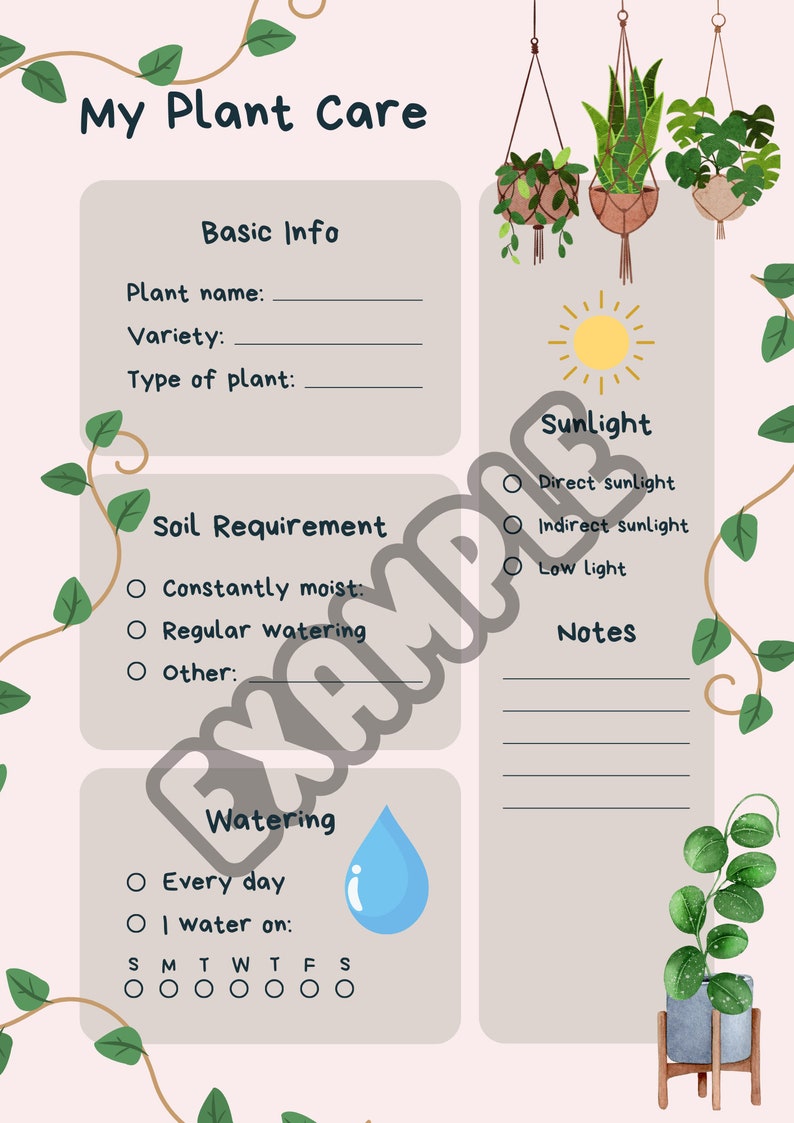 5 Page Bundle Plant Tracker, Plant Care Planner, Plant Labels ...
