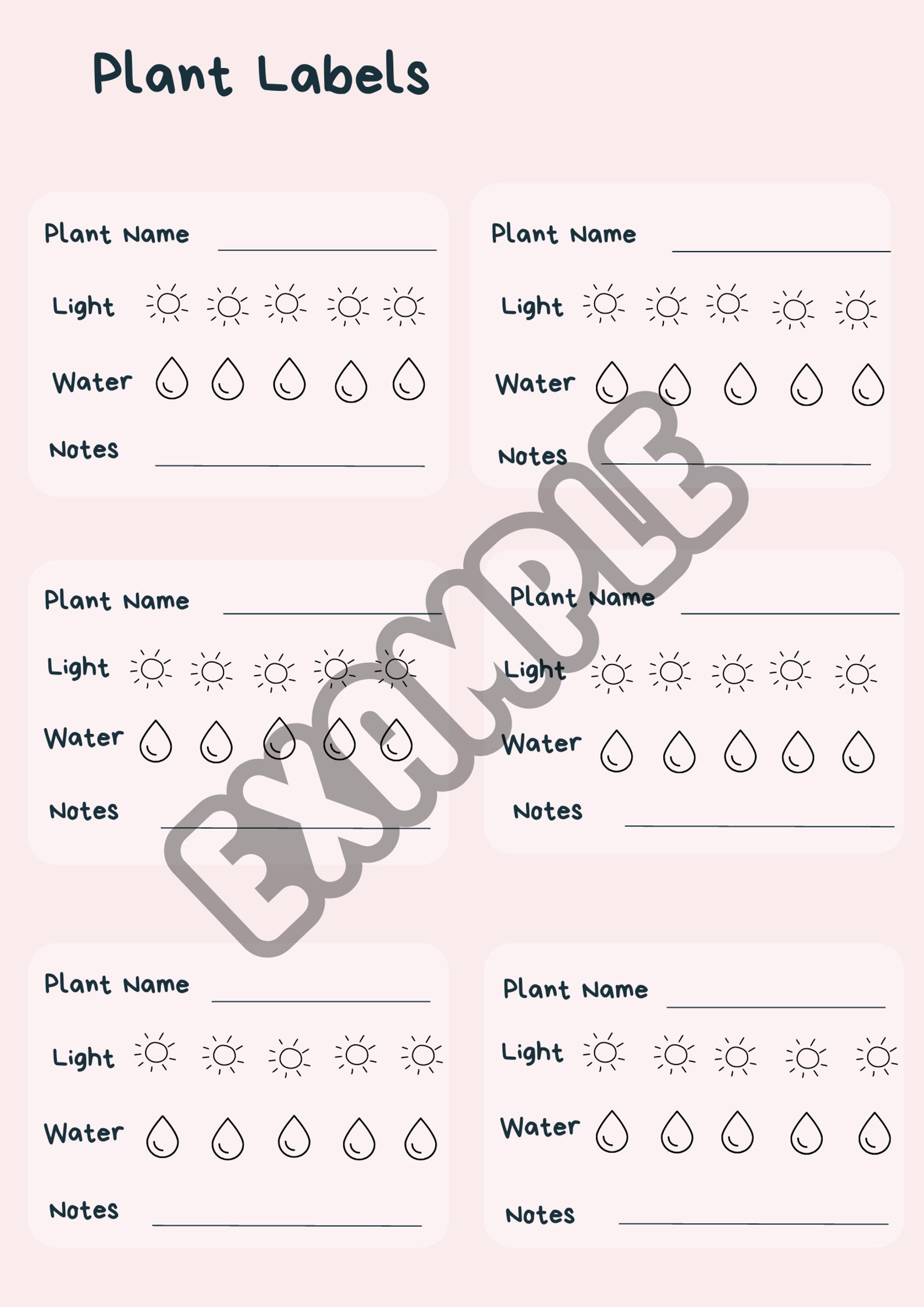 5 Page Bundle Plant Tracker, Plant Care Planner, Plant Labels ...