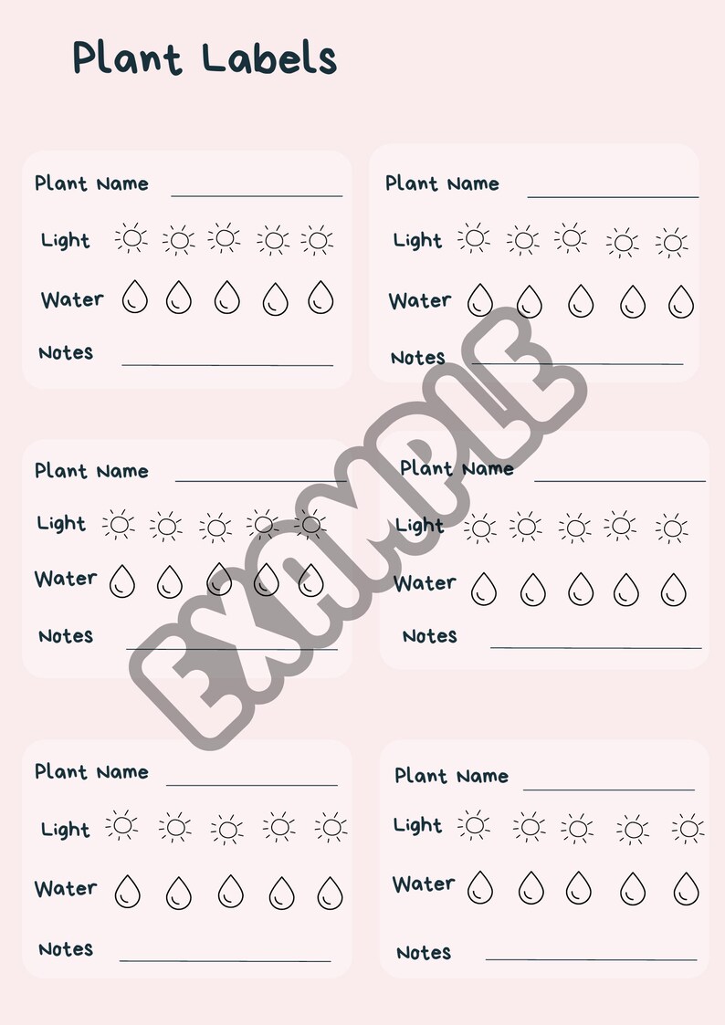 5 Page Bundle Plant Tracker, Plant Care Planner, Plant Labels ...