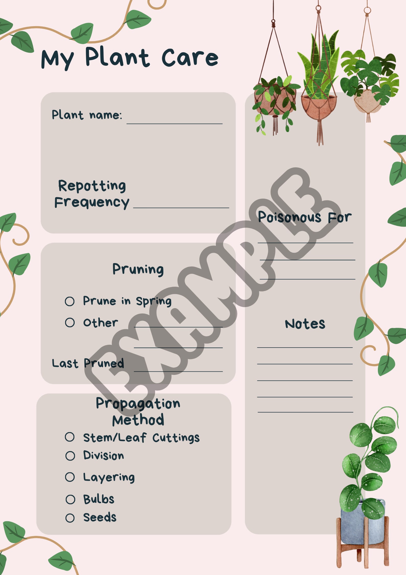 5 Page Bundle Plant Tracker, Plant Care Planner, Plant Labels ...