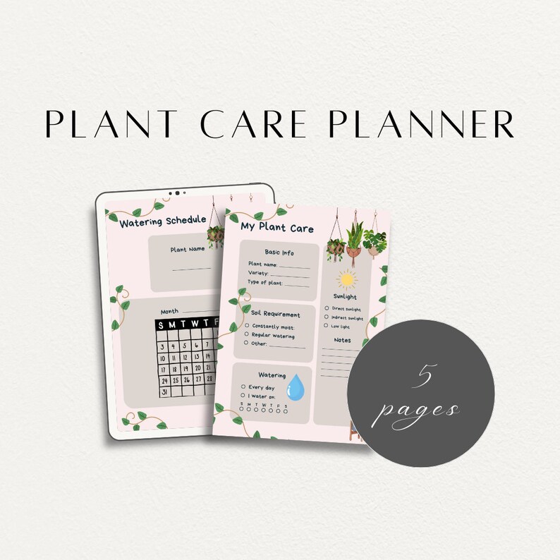 5 Page Bundle Plant Tracker, Plant Care Planner, Plant Labels ...