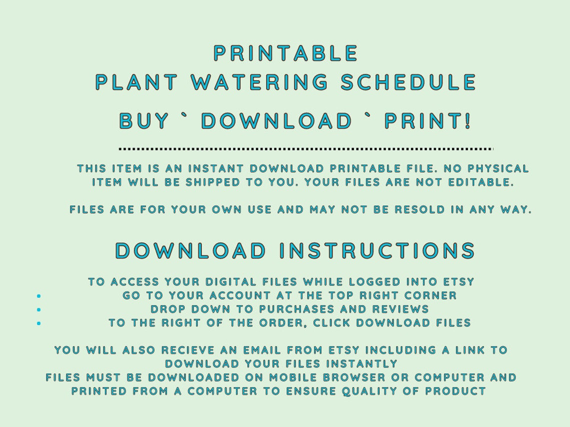 Printable Plant Watering Schedule House Plants, Plant Water Tracker ...