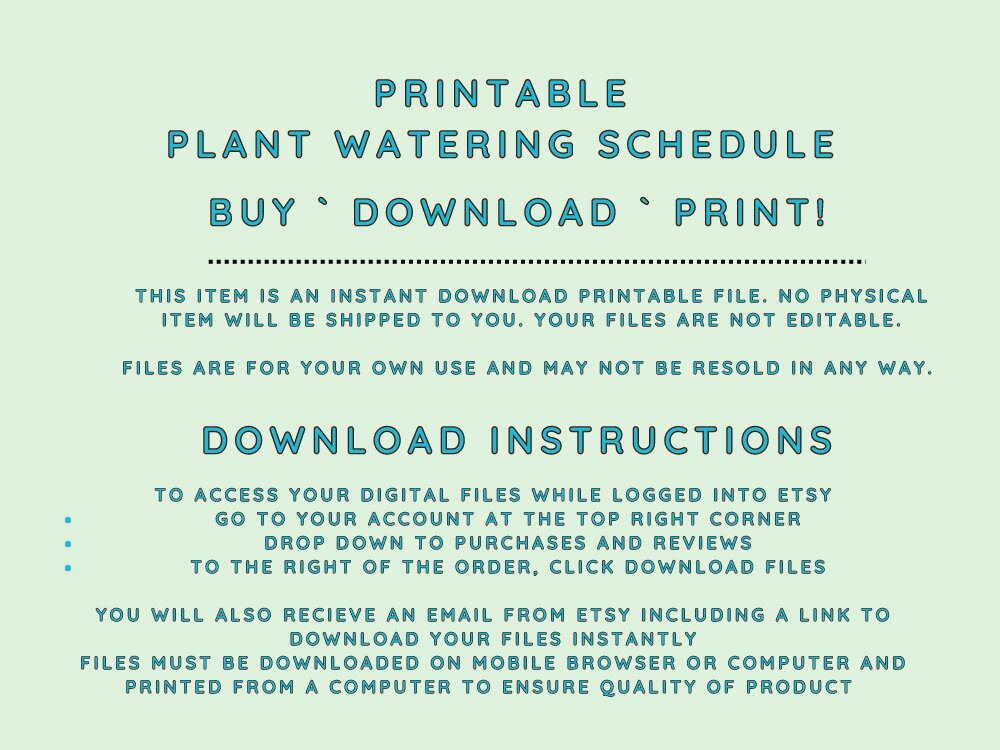 Printable Plant Watering Schedule House Plants, Plant Water Tracker ...