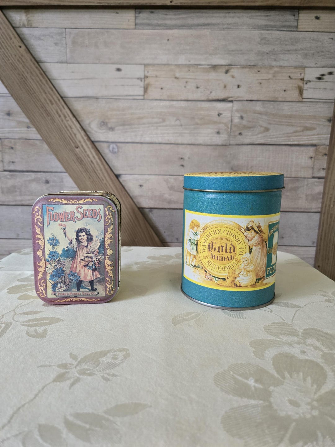 Set of (2) Vintage Reproductions Tins of the Ferry-morse Seed Co & Gold ...
