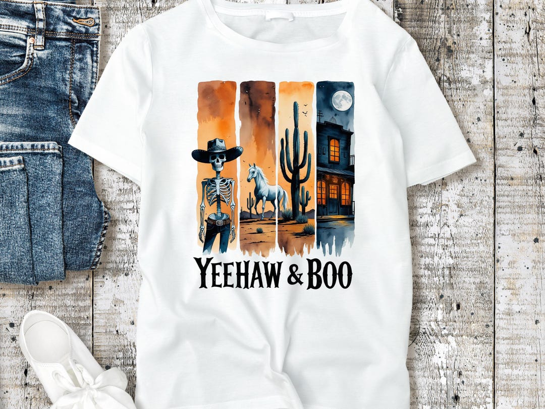 Yeehaw and Boo PNG SVG Western Halloween Sublimation Cowboy Skeleton ...