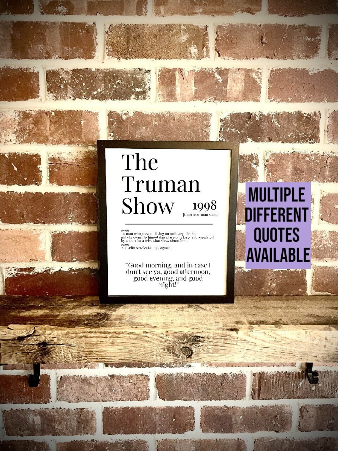 The Truman Show 1998 Dictionary Description Quote Movie Print Vintage ...