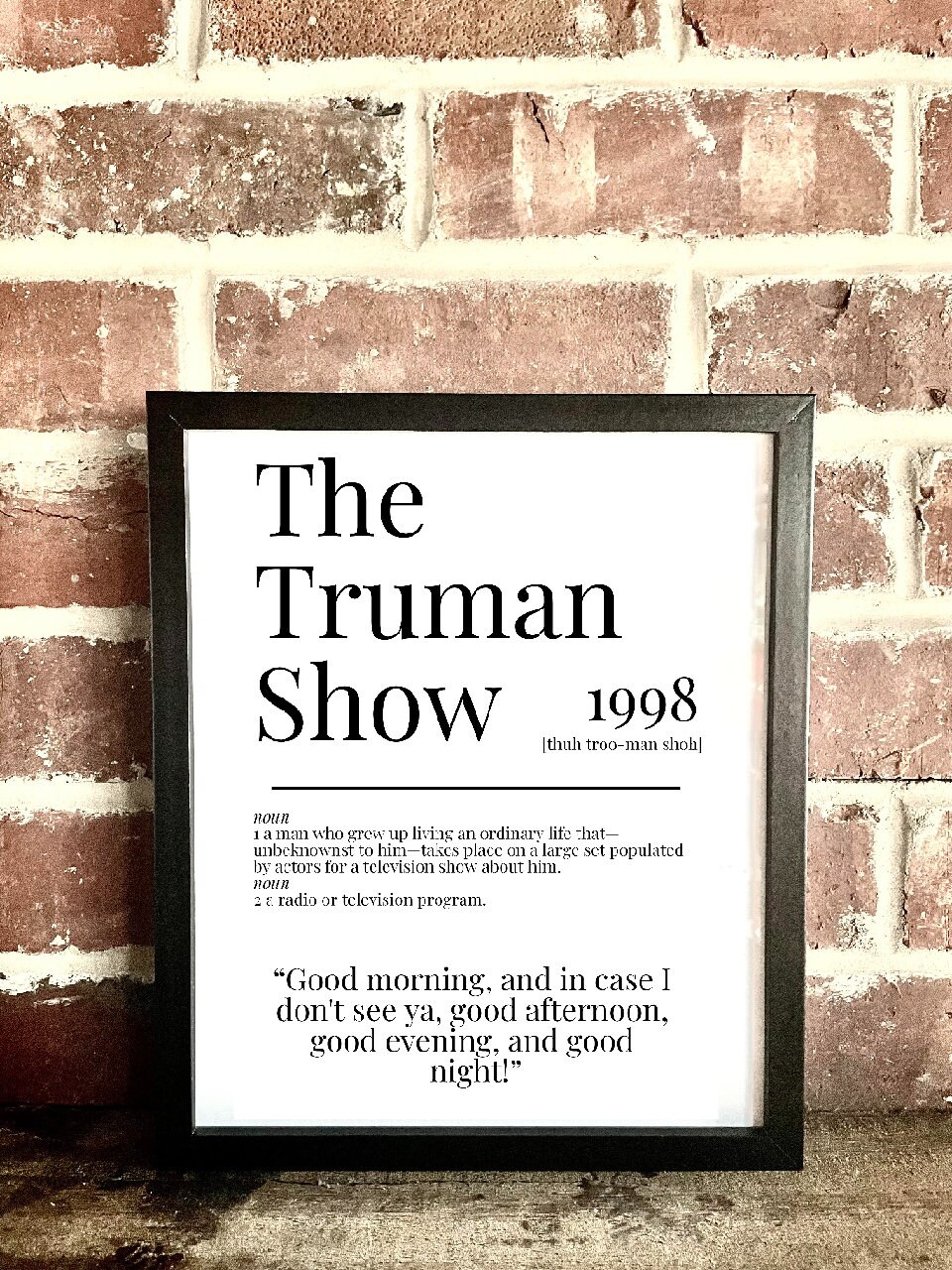 The Truman Show 1998 Dictionary Description Quote Movie Print Vintage ...