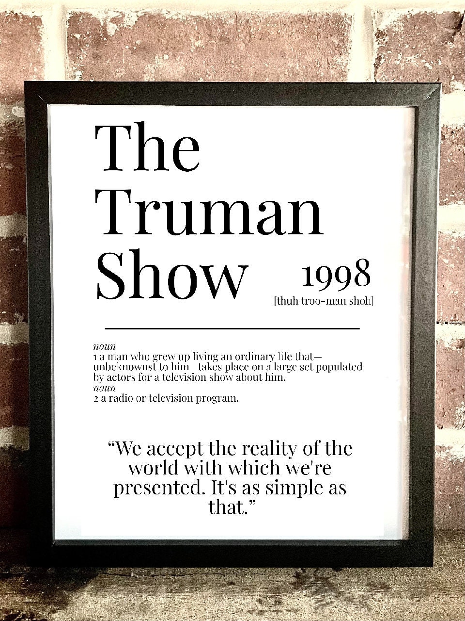 The Truman Show 1998 Dictionary Description Quote Movie Print Vintage ...
