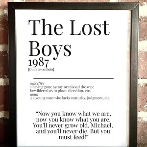 The Lost Boys 1987 Dictionary Description Quote Movie Print Vintage A5 ...