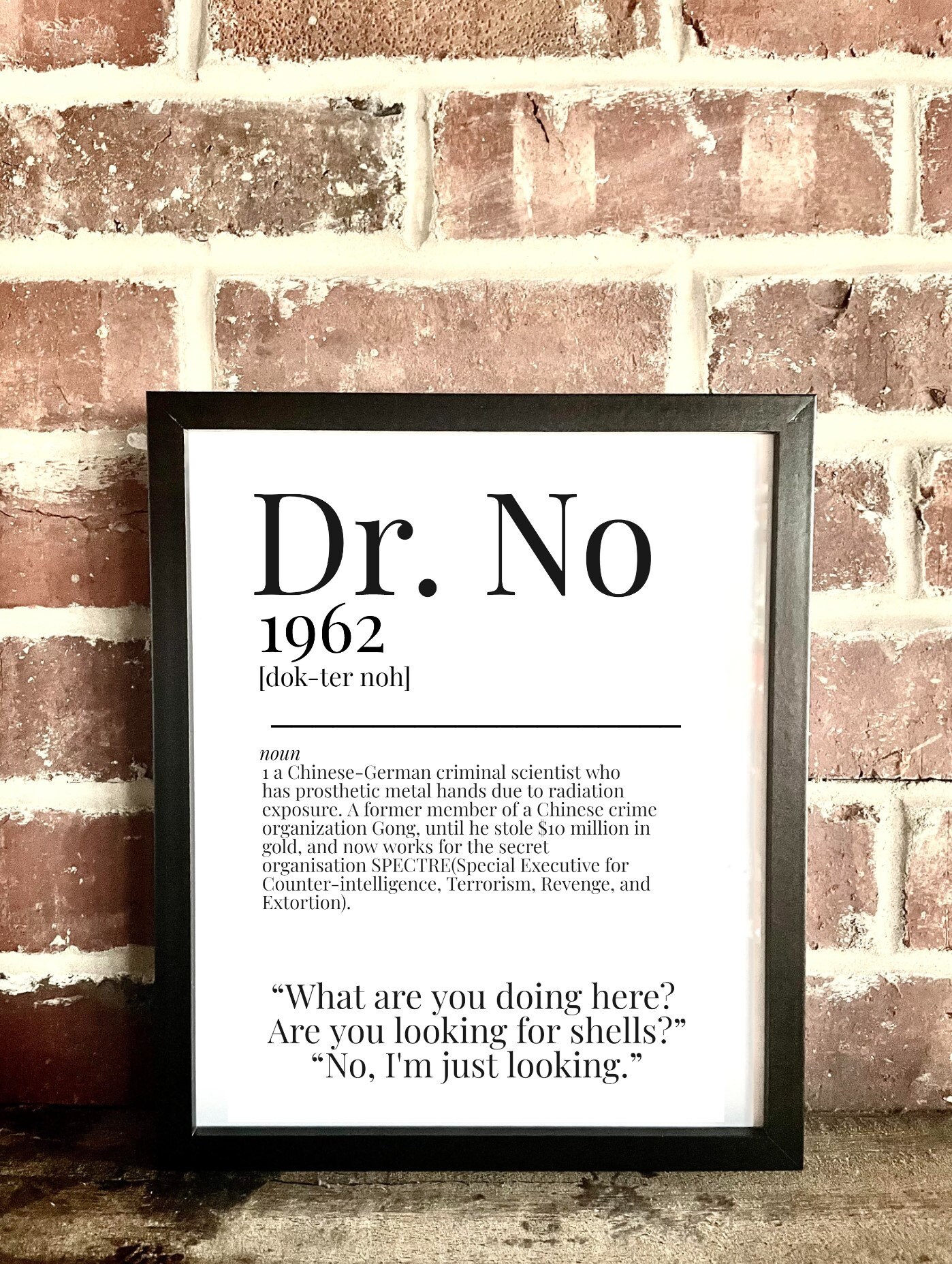 Dr. No 1962 Dictionary Description Quote Movie Print Vintage - Etsy UK