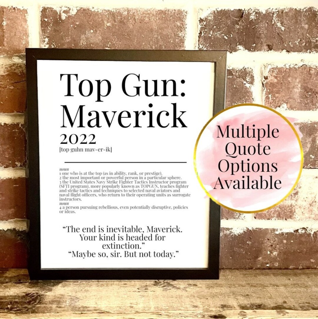 Top Gun: Maverick 2022 Dictionary Description Quote Movie Print Vintage ...