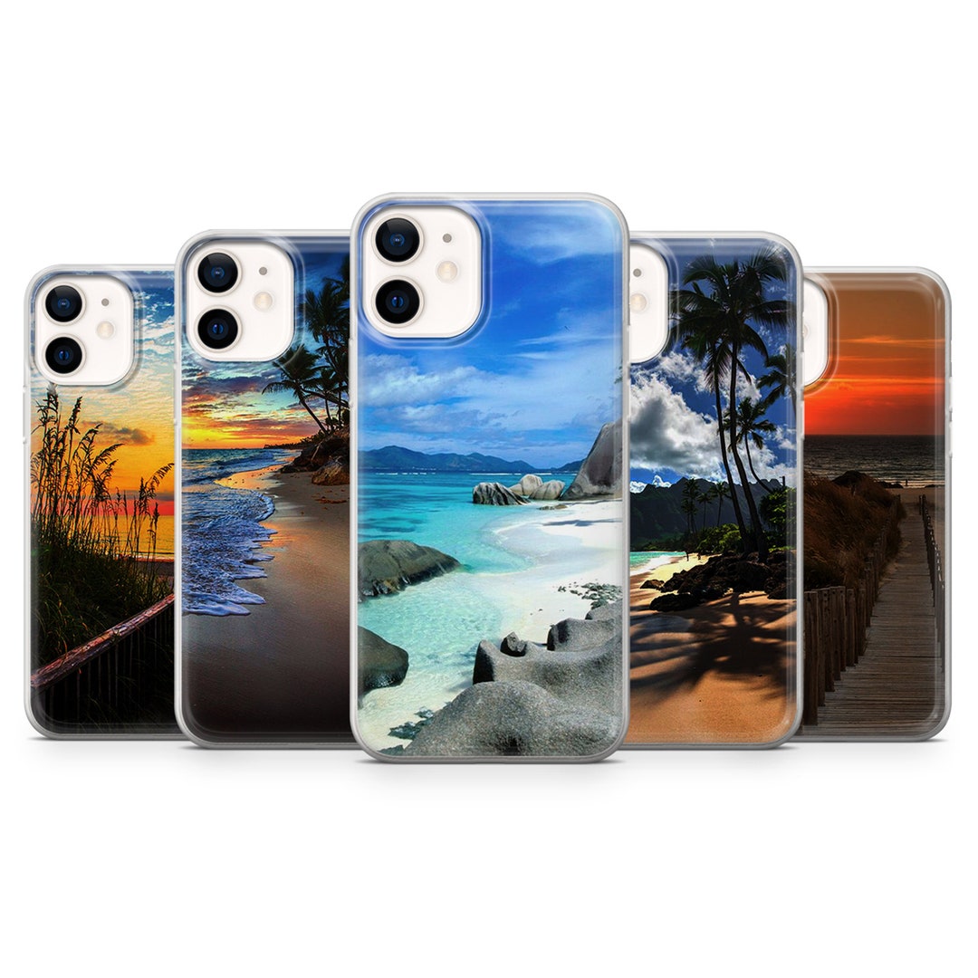 Ocean Beach Sunset Phone Case, Palm Tree Cover for iPhone 14pro, 13, 12 ...