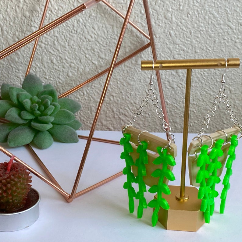 Potted Vines 3D Printed Earrings, Light Weight Earrings, Unique ...