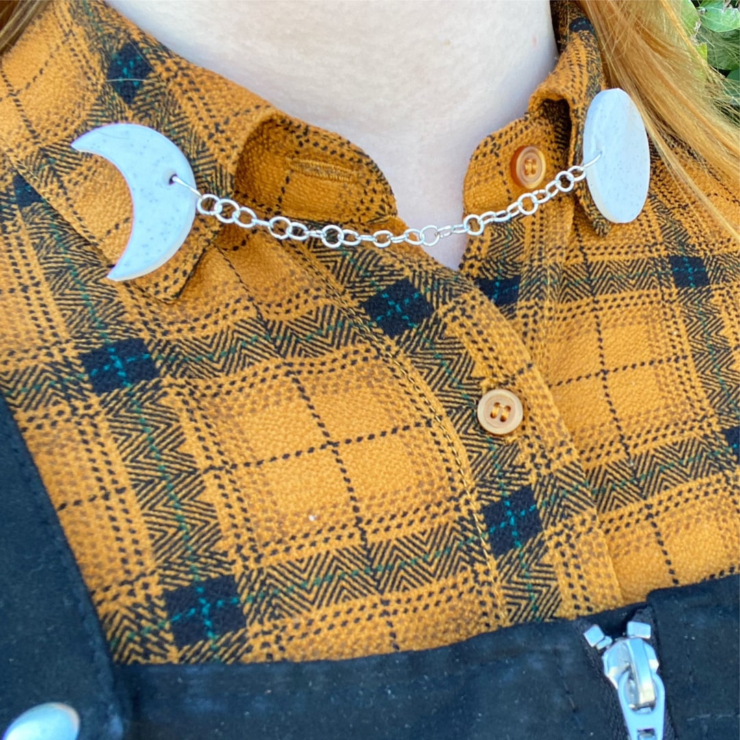 Moon Phases 3D Printed Collar Pins (black, Speckled White, & Gold ...