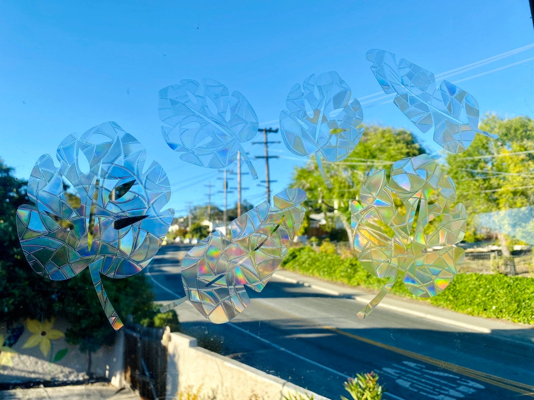 Monstera & Palm Leaf Window Cling Sun Catcher, Window Decal, Rainbow ...