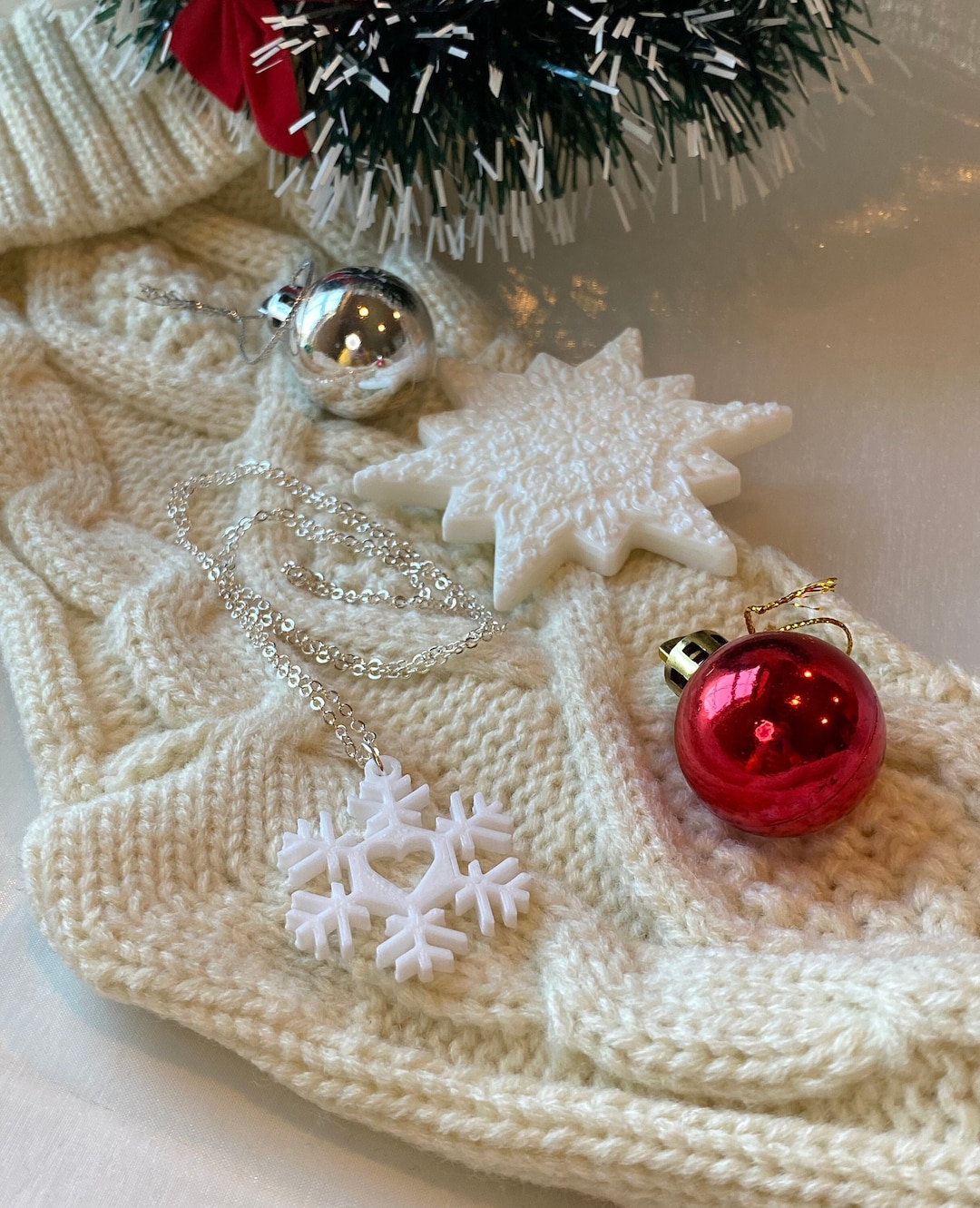Snowflake Heart 3D Printed Necklace - Etsy
