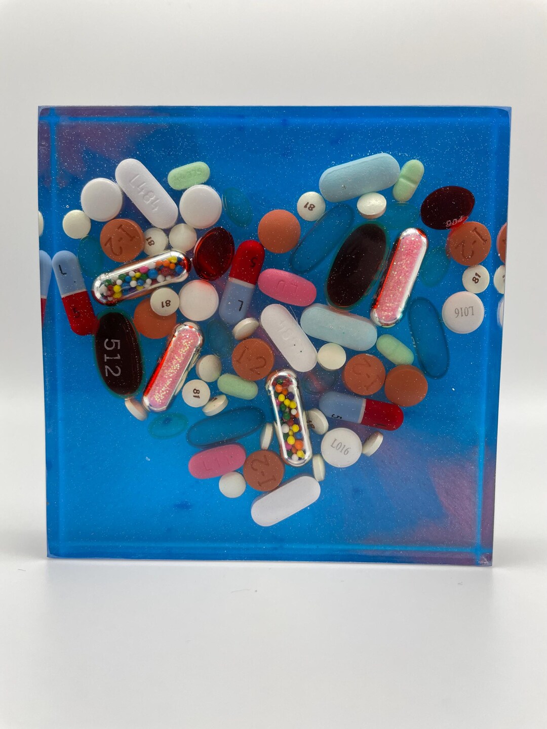 Resin Medicine Heart Paperweight/coaster - Etsy