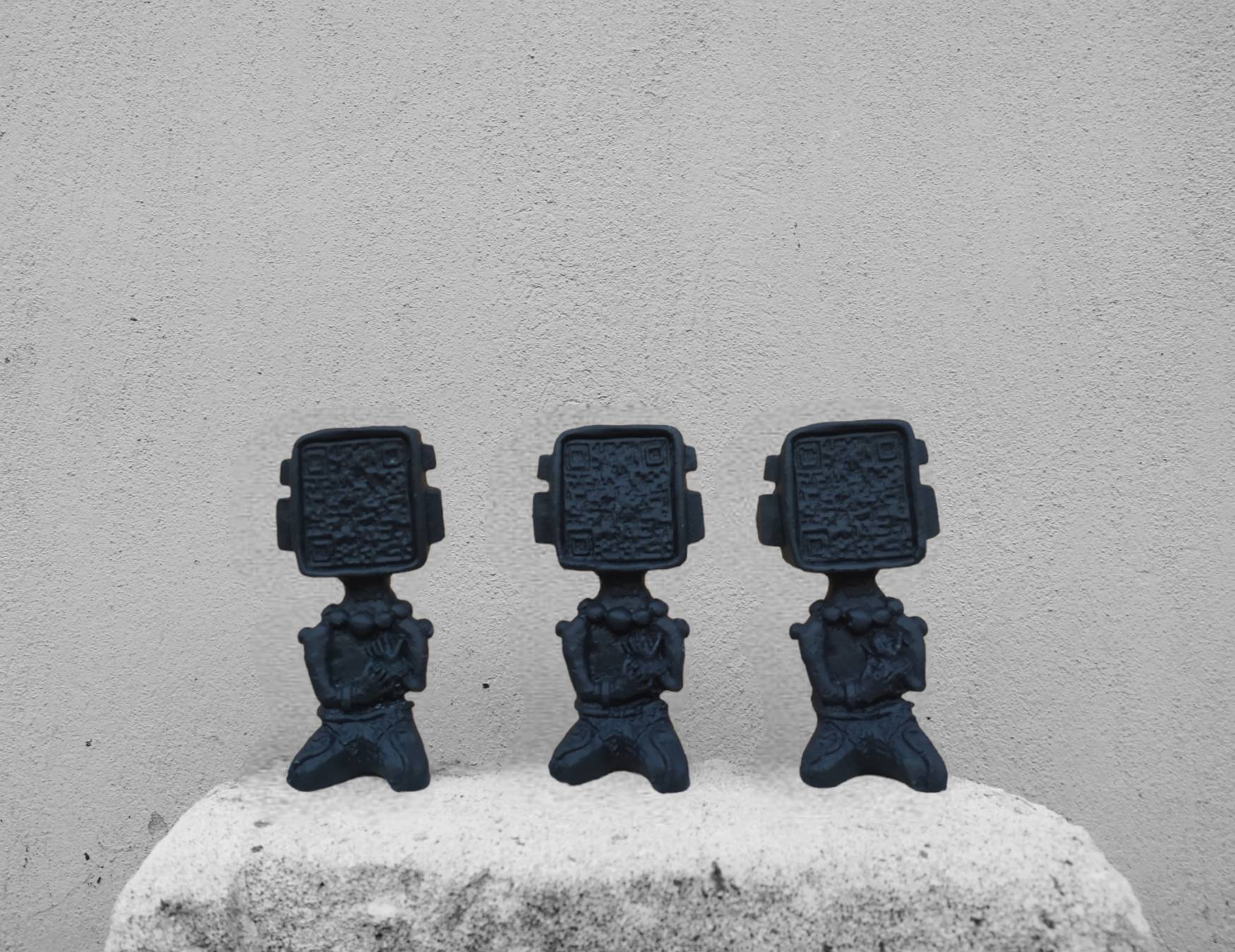 Qr Code Head Man Ancient Mayan Statue Replica Figurine - Etsy