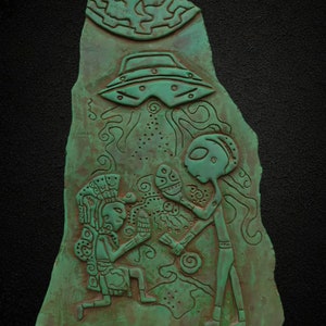 Ancient Alien/ufo Decoration/tablet/ Aztec/ Mayan - Etsy