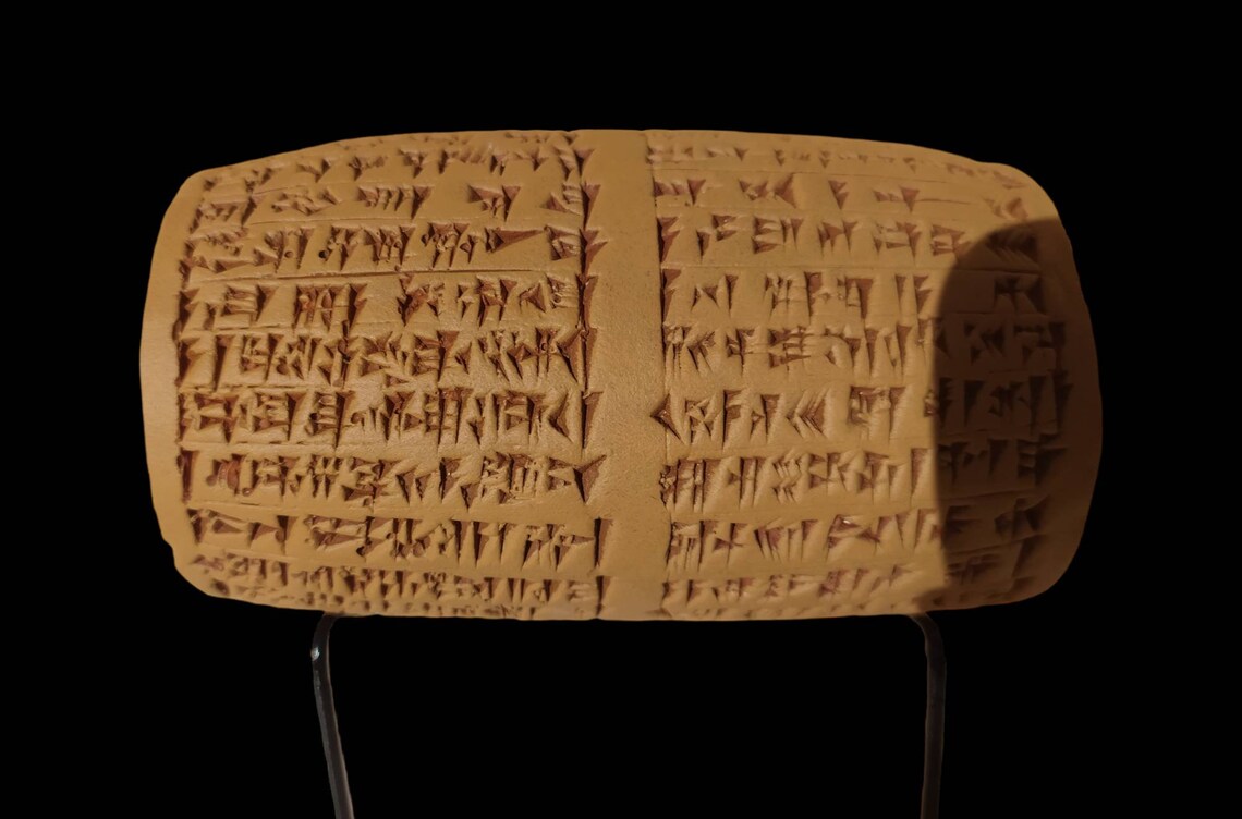 Babylonian Cuneiform Clay Cylinder Replica: Nabonidus Inscription - Etsy