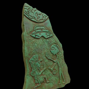 Ancient Alien/ufo Decoration/tablet/ Aztec/ Mayan - Etsy