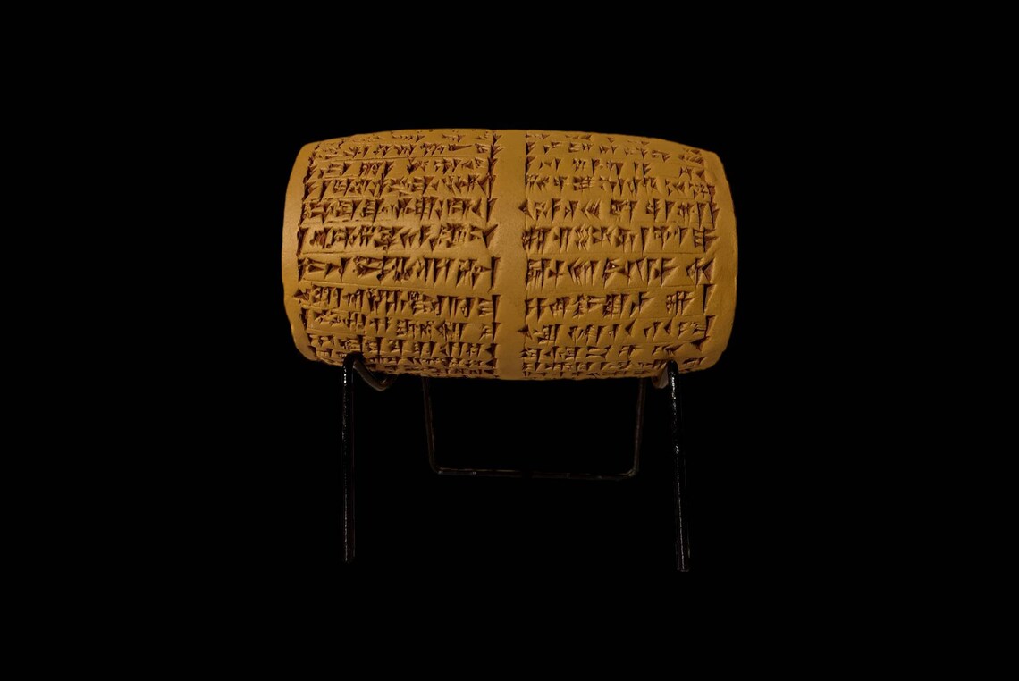 Babylonian Cuneiform Clay Cylinder Replica: Nabonidus Inscription - Etsy