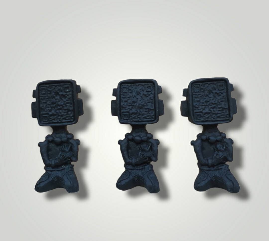 Qr Code Head Man Ancient Mayan Statue Replica Figurine - Etsy