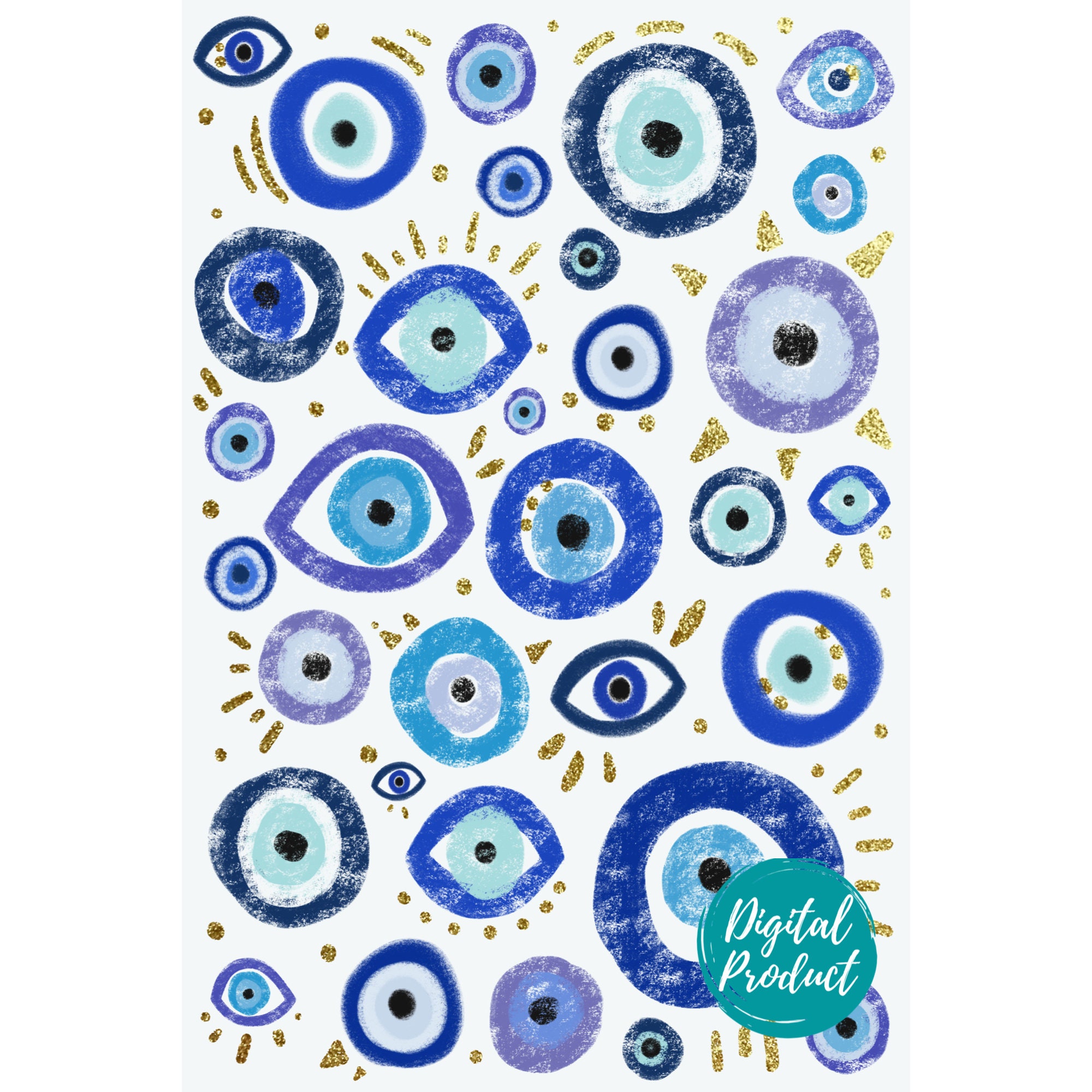 Evil Eye Drawing Digital Download Art, Boho Minimalist Printable Art ...