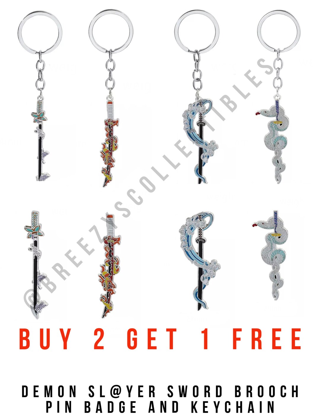 Anime Demon Sword Brooch Pin Badge and Keychains Version, Rengoku ...