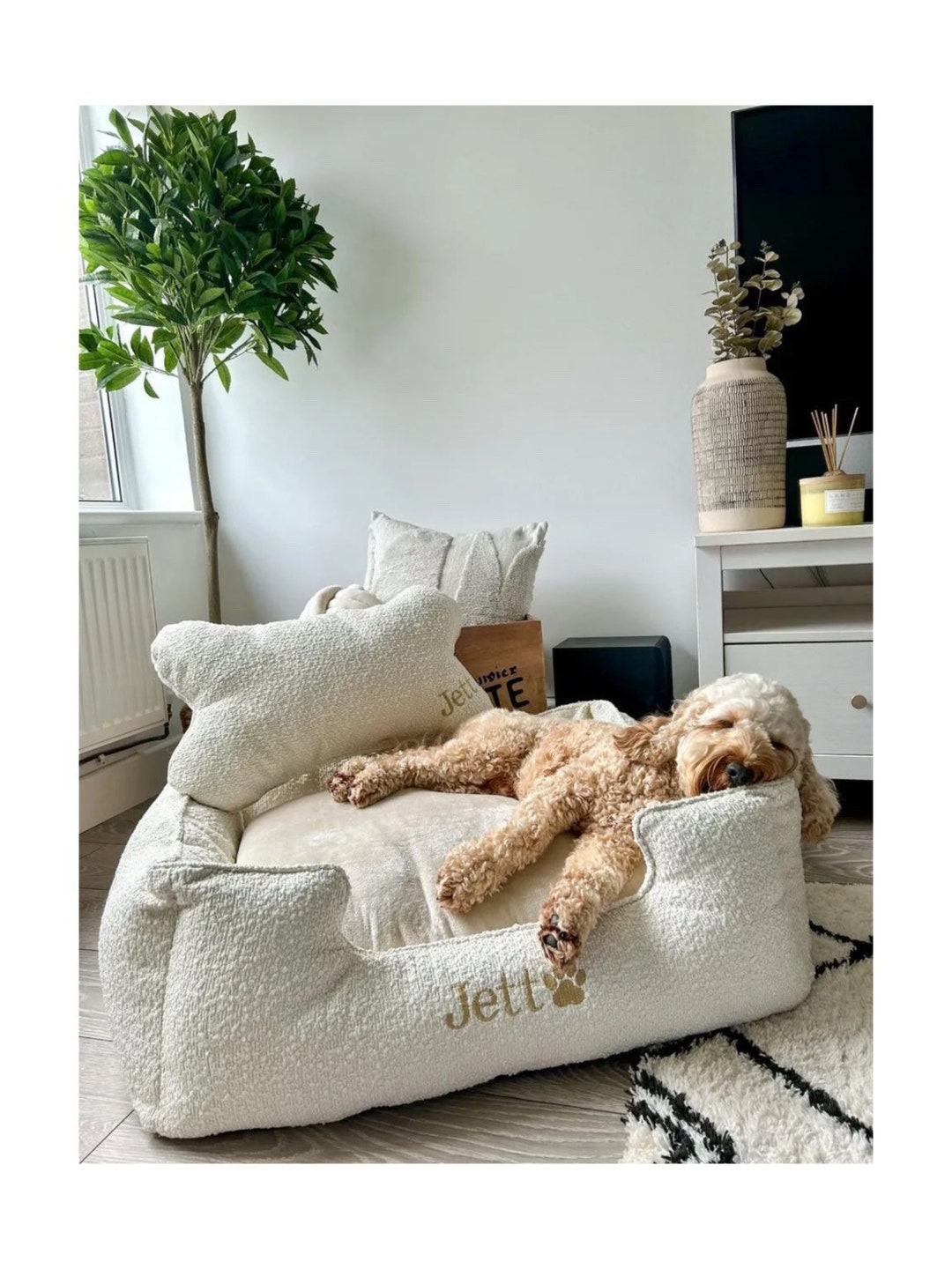 Luxury Boucle Personalised Dog Bed - Etsy