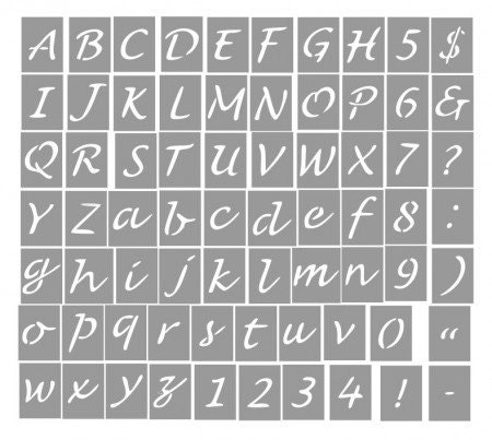 SET of 70 X Reusable Stencils Alphabet Numbers Artistic Symbols ...