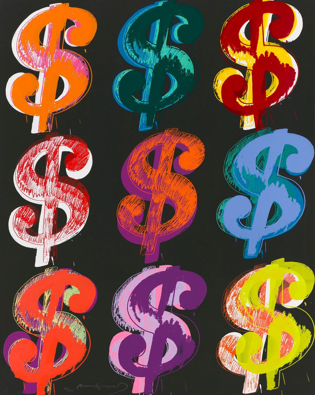 Andy Warhol Dollar Sign Poster Print Art Canvas Wallart Multicoloured ...