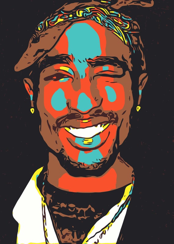 2PAC Tupac Shakur Vector Art Poster Music Poster Canvas Print | Etsy
