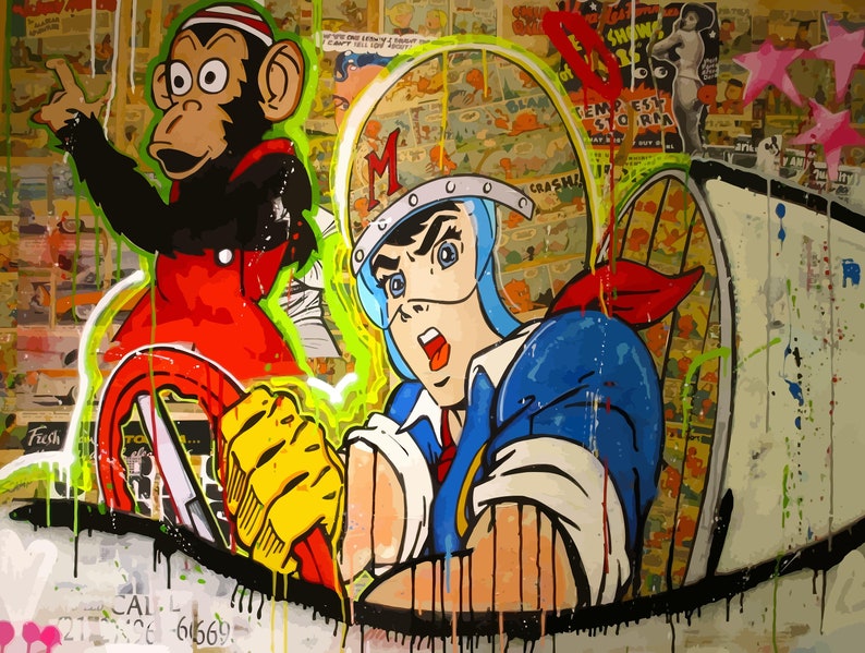 Speed Racer, Alec Monopoly Poster, Print, Canvas, Graffiti Painting ...