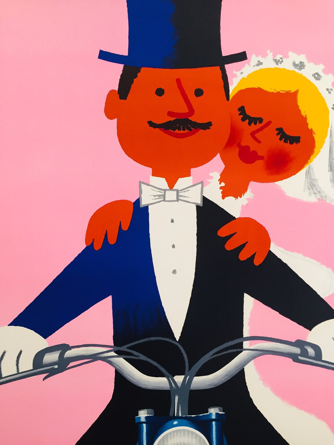 Raymond Savignac, Bride & Groom on Motorbike, Advertising Poster, Print ...