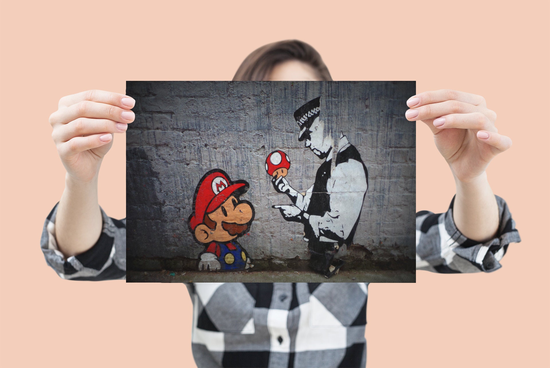 NEW Banksy Mario Mushroom Caught by Police Graffiti Poster - Etsy