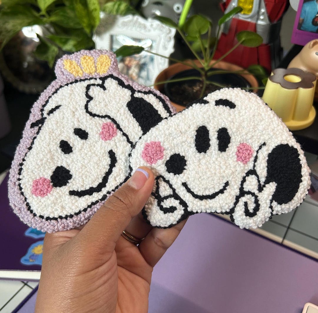 Snoopy Punch Needle Coasters | Mug Rugs, Drink Coasters - Etsy